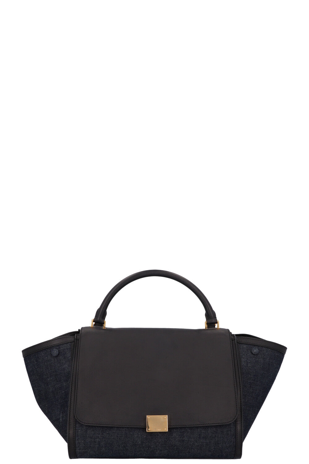 CELINE Trapeze Bag Leather Denim Navy Black REAWAKE