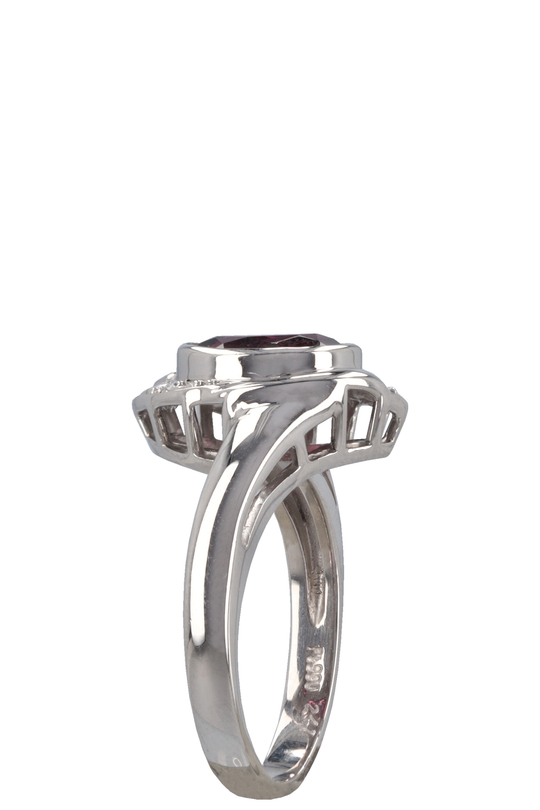 VINTAGE JEWELRY Granat Diamonds Ring Platin – REAWAKE