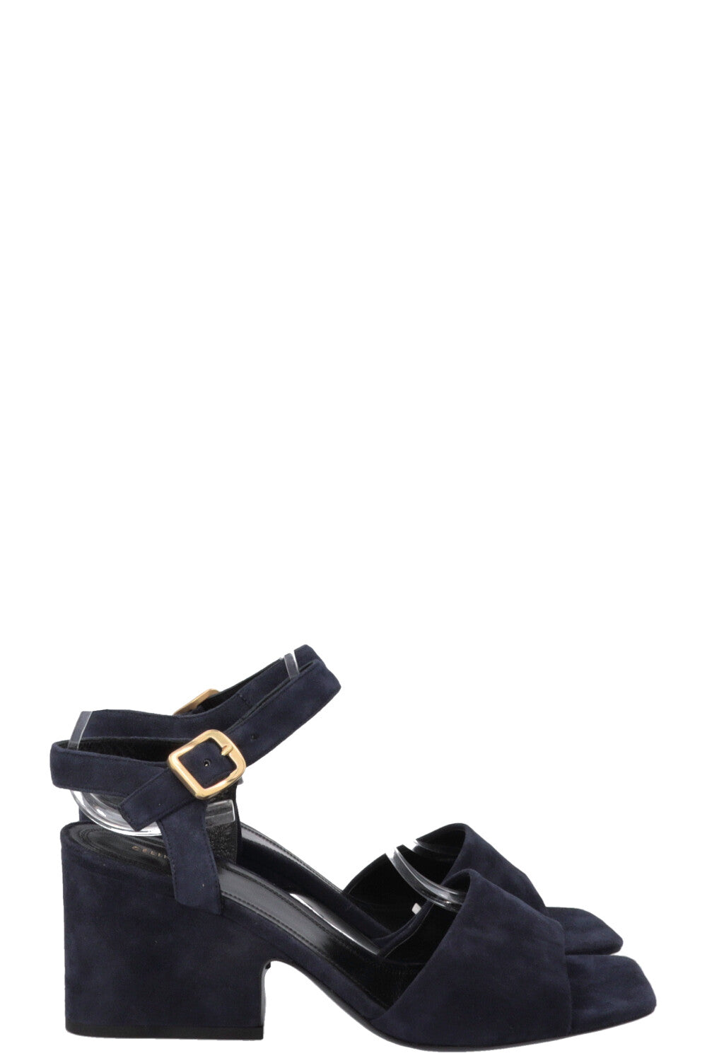CÉLINE Block Heels Sandals Suede Navy – REAWAKE