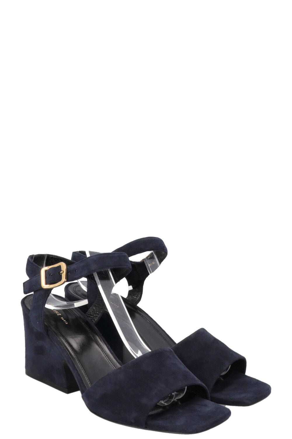 CÉLINE Block Heels Sandals Suede Navy – REAWAKE